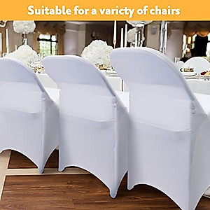 Amyhill 6 Sets Wedding Folding Chairs and Spandex Sets Metal Folding Chairs with Padded Seats Portable Foldable Chairs Indoor Fold up Chairs for Wedding Banquet Party Event (White)