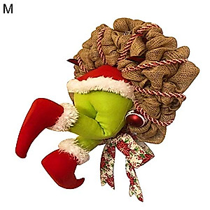 schicj133mm Christmas Thief Wreath, How The Christmas Thief Stole Christmas Burlap Wreath, Christmas Wreath for Front Door Decoration M