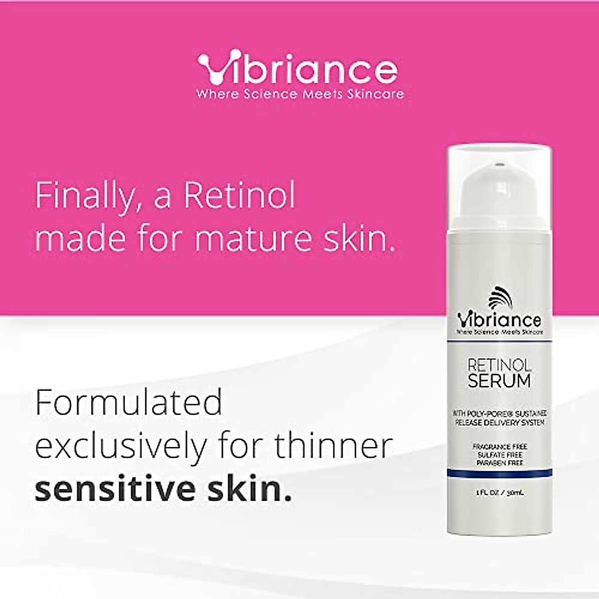 Vibriance Retinol Serum for Mature Skin, Reduces Appearance of Deep Wrinkles and Large Pores, Enhances Skin Tone, Improves Complexion| 1 fl oz (30 ml)