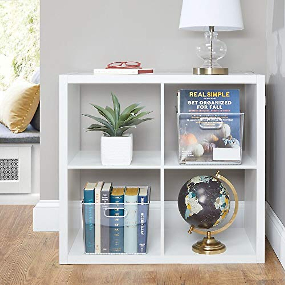 mDesign Plastic Storage Organizer Container Bin, Household Organization for Cabinet, Counter, Drawer, Cubby, and Cupboard, Holds Clothing, Linens, Toys, and Essentials, Ligne Collection, Clear