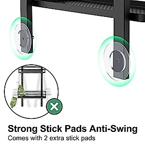 Thideewiz 3 Tier Hanging Shower Caddy Over Shower Head, Anti-Swing Shower Shelf, Adjustable Rustproof Shower Rack, Metal Shower Organizer with Hooks, Black