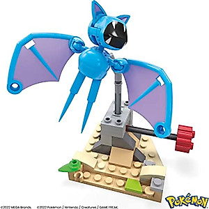 Mega Pokémon Building Toys Set, Zubat’s Midnight Flight with 61 Pieces, 1 Poseable Character, 5 Inches Tall, for Kids