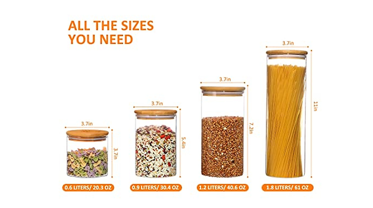 MCIRCO 9-Pc Airtight Glass Jars: Kitchen & Pantry Storage