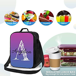 Vyacrtax Custom Lunch Bag - Personalized Lunch Box With Name, Text - Insulated Cooler Lunch Box With Adjustable Shoulder Strap - School, Picnic, Work, Outdoor, Travel