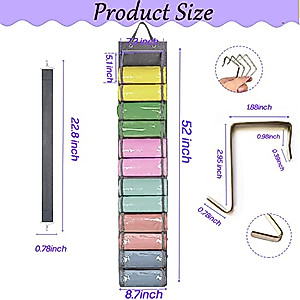 Legging Organizer Storage, T-Shirt Organizer, Foldable Hanging Closet Organizer, Hanging Clothes Organizer with 24 Roll Compartments for Yoga Clothes, Pants, Tank Top, Towel, Underwear, Shirt (Grey)