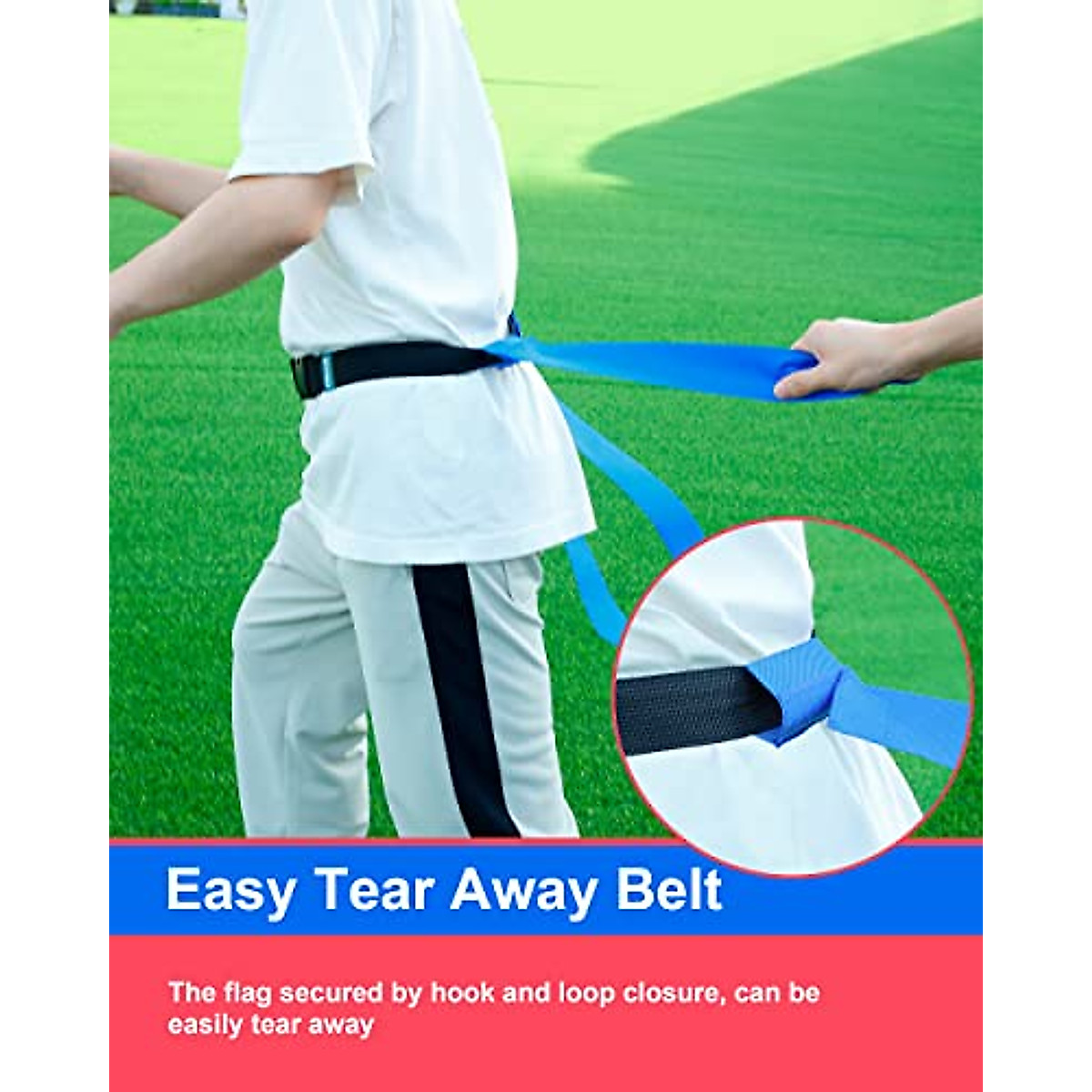 Hilhook Flag Football Belts, 10 Player Adjustable Flag Football Set with 30 Flags for Youth and Adults Training Equipment