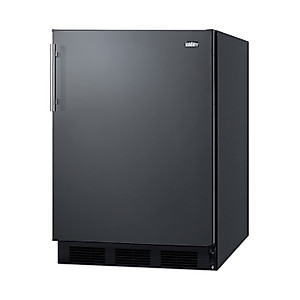 Summit Appliance FF63BK Freestanding Residential Counter Height 24" Wide All-refrigerator in Black Exterior with Auto Defrost, Deluxe Interior, Pro Style Handle and Adjustable Thermostat