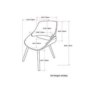 SIMPLIHOME Malden 18 Inch Mid Century Modern Bentwood Dining Chair in Grey Woven Fabric, For the Dining Room