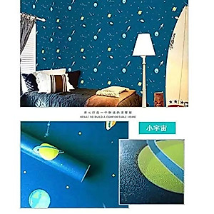 HOYOYO 17.8 x 78 Inches Self-Adhesive Shelf Liner, Shelf Liner Dresser Drawer Paper Wall Sticker Boy Room Decoration Blue Planet