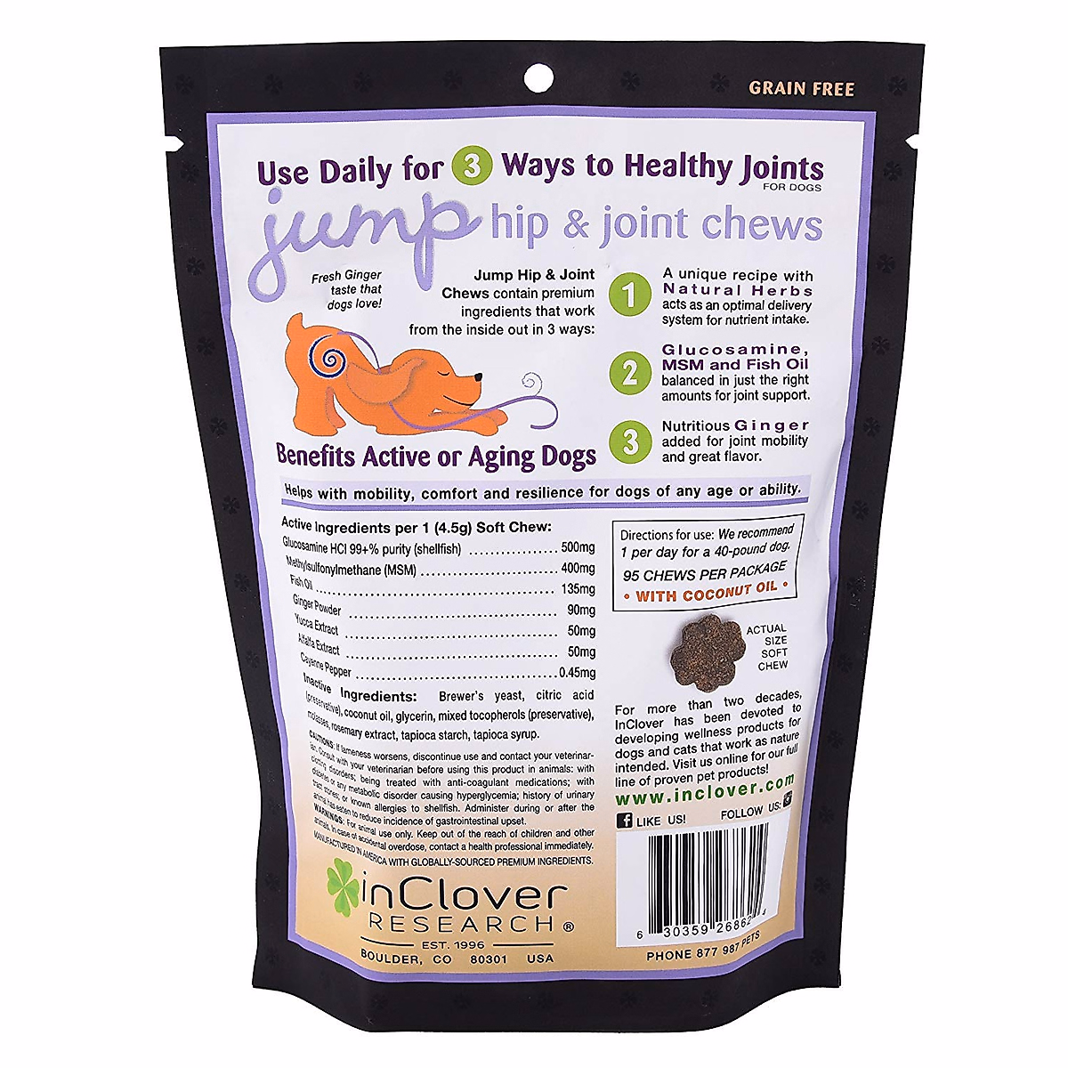 In Clover Jump Soft Chews for Daily Joint Care and Endurance Support for Dogs