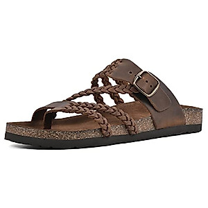 WHITE MOUNTAIN Women's Hayleigh Footbed Sandal, Brown/Leather, 8 M