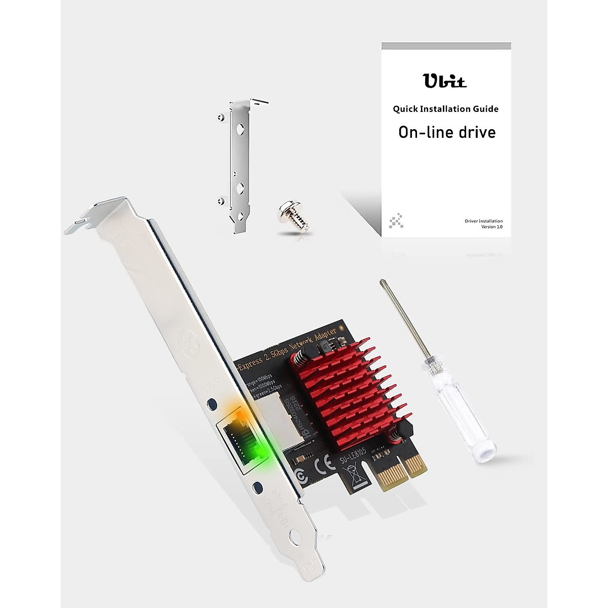 2.5G Network Adapter, Ubit 2.5GBase-T RJ45 2500/1000/100Mbps Gigabit PCIe Network Adapter, RTL8125 NIC, Low Profile Bracket, Windows 11/10 /8/8.1/7