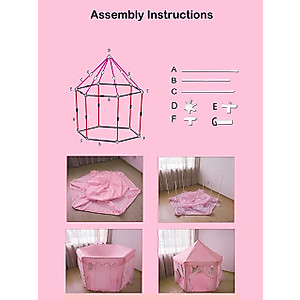 BIG BADA BOOM Princess Play Tent for Girls – Large 55” x 53”, Durable 230T Princess Castle with Replacement Poles + Bonus LED 20 Star String Light – Playhouses for Kids Indoor 3 Year Old Girl Toys