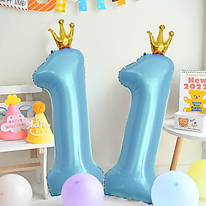 YFHVJTKO 40 Inch Number 25 Blue Crown Balloon Set,25th Celebration Decorations for Happy 25th Birthday Party Wedding Bridal Shower Engagement Photo Shoot Anniversary Decoration, Baby Blue 25 Balloon
