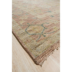 EORC A124PK9X12 Hand-Knotted Wool Oushak Rug, 9' x 12', Pink Area Rug