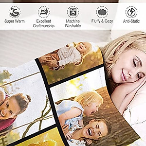 Custom Blanket with Photos Personalized Throw Blanket with Picture Upload Soft Fleece Blanket for Wife/Friend/Mom/Couple/Grandma/Pets Gifts for Birthday Anniversary Halloween Made in USA