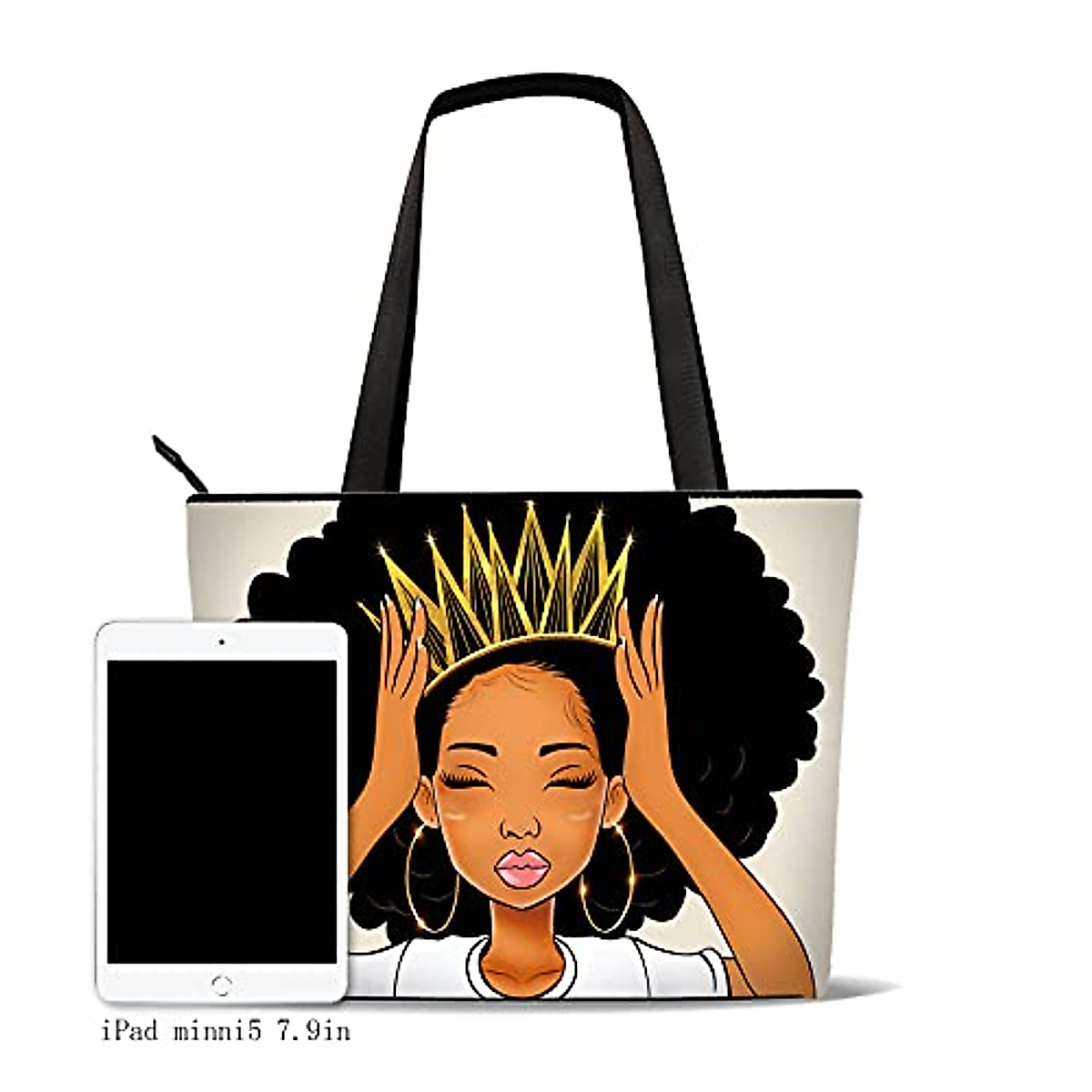 Tote Bag for Women Melanin Poppin Black History Month Shoulder Handbag Oxford Large Capacity Work Fit