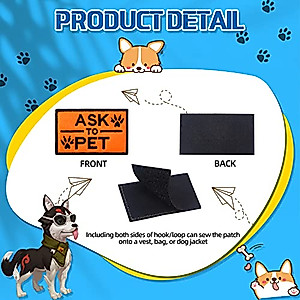 16 Pieces Service Dog Patch Do Not Pet Patch Ask to Pet Patch Removable Embroidery Tactical Patches with Hook and Loop American Flag Patches for Dog Harness Vest Collar