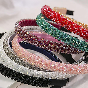 Ruihfas Fashion Sparkle 4 Rows Crystal Rhinestone Headbands Beaded Hair Hoop Band (Black)