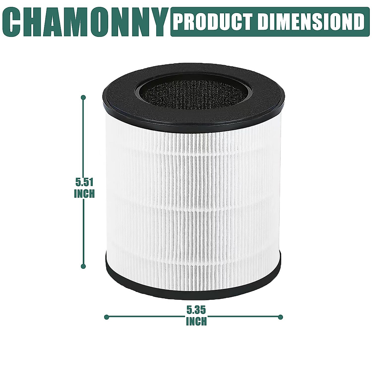 CHAMONNY B-D02U Filter Replacement, Compatible with VEWIOR B-D02U Air Purifier and MOO-KA B-D02L and KOIOS B-D02L Air Purifier, 3-in-1 H13 True HEPA Filter and Activated Carbon Filter, 4Pack