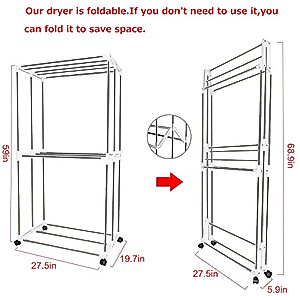 Clothes Dryer 110V Electric Foldable 2-Tier Drying Machine with Remote Control Heater Double Layer Stainless Steel Rack for Home,Apartment,Hotel,Student Dorm