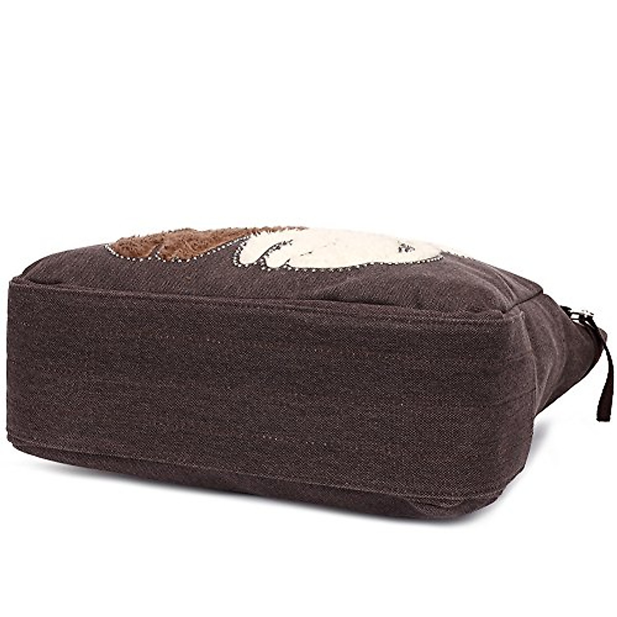 KAUKKO Women Canvas Handbag Shoulder Bag Cat Big Tote Bag Coffee