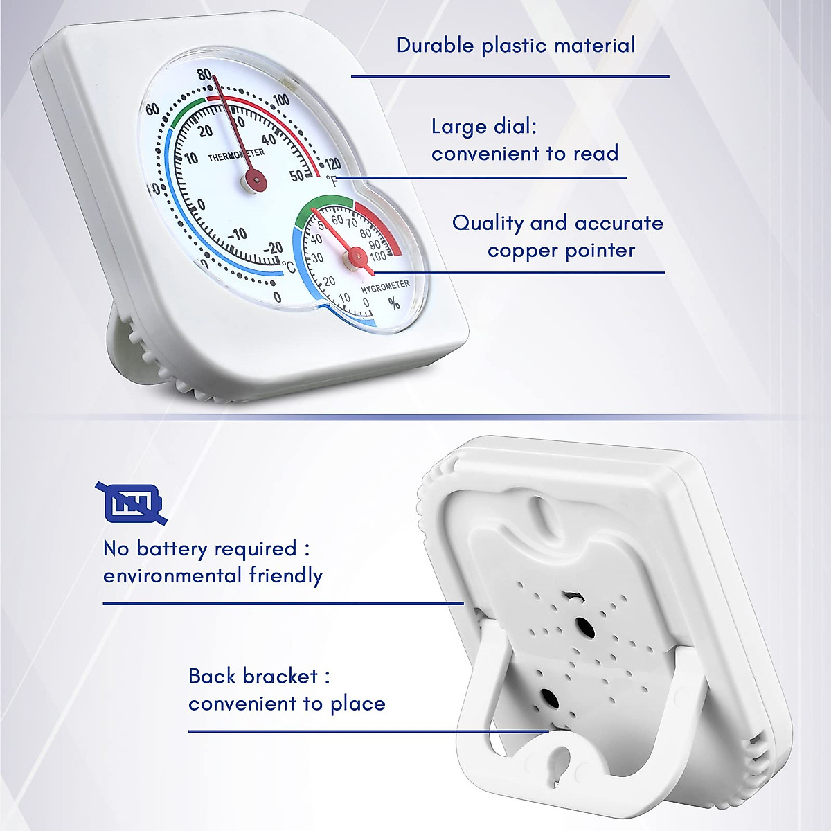 Kathfly 6 Pcs Indoor Thermometer and Humidity Gauge Indoor Mini Thermometer Hygrometer Temperature Humidity Meter Temperature and Humidity Monitor with Pointers for Home, Kitchen, Planting Room