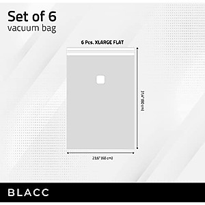 BLACC Vacuum Storage Bags, Compression Sealer for Clothes, Duvets, Blankets, Pillows, No-Loss Valve, 6 XLarge Bag, Premium Quality (SET PACK OF 6)