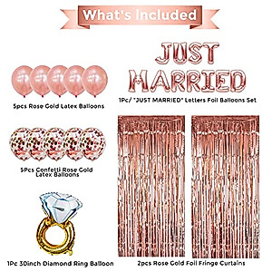 Just Married Decorations Wedding Decorations Set – Wedding Balloons Decorations – Just Married Balloons Just Married Banner – Wedding Party Decorations Congratulations for Bridal Shower Party