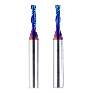 BITITZ 2Pcs Upcut 1/8inch Cutter Spiral CNC Router Bits Milling Bit 1inch Cutting Length Wood Mortises Carving Engraving with Coating