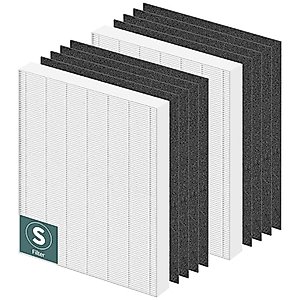 C545 True HEPA Replacement Filter S for Winix C545 Air Purifier, Replace Part 1712-0096-00 and 2522-0058-00, 2 True HEPA Filter S and 8 Activated Carbon Pre-Filters by PETOX