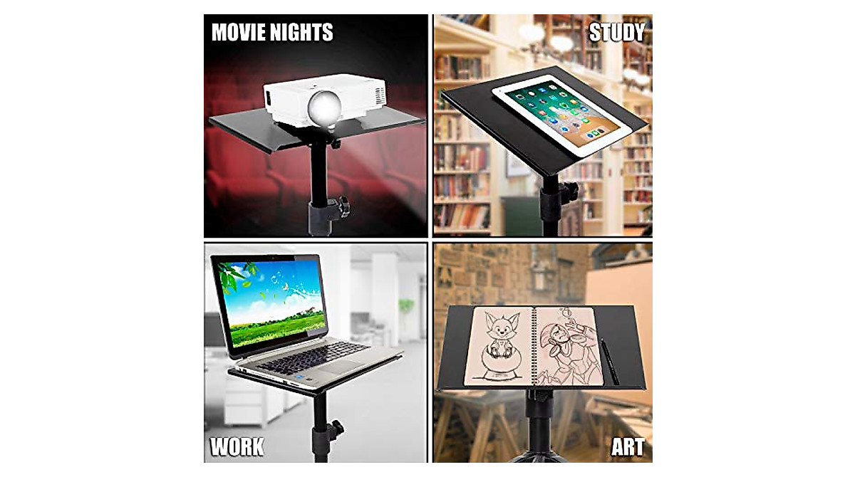 Mount-It! Tripod Projector Stand - Portable & Adjustable DJ Laptop Stand