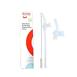 Evorie Tritan Toddler Sippy Cups 10 Oz Kids Water Bottle With Replacement Straw Bundle, Imaginations