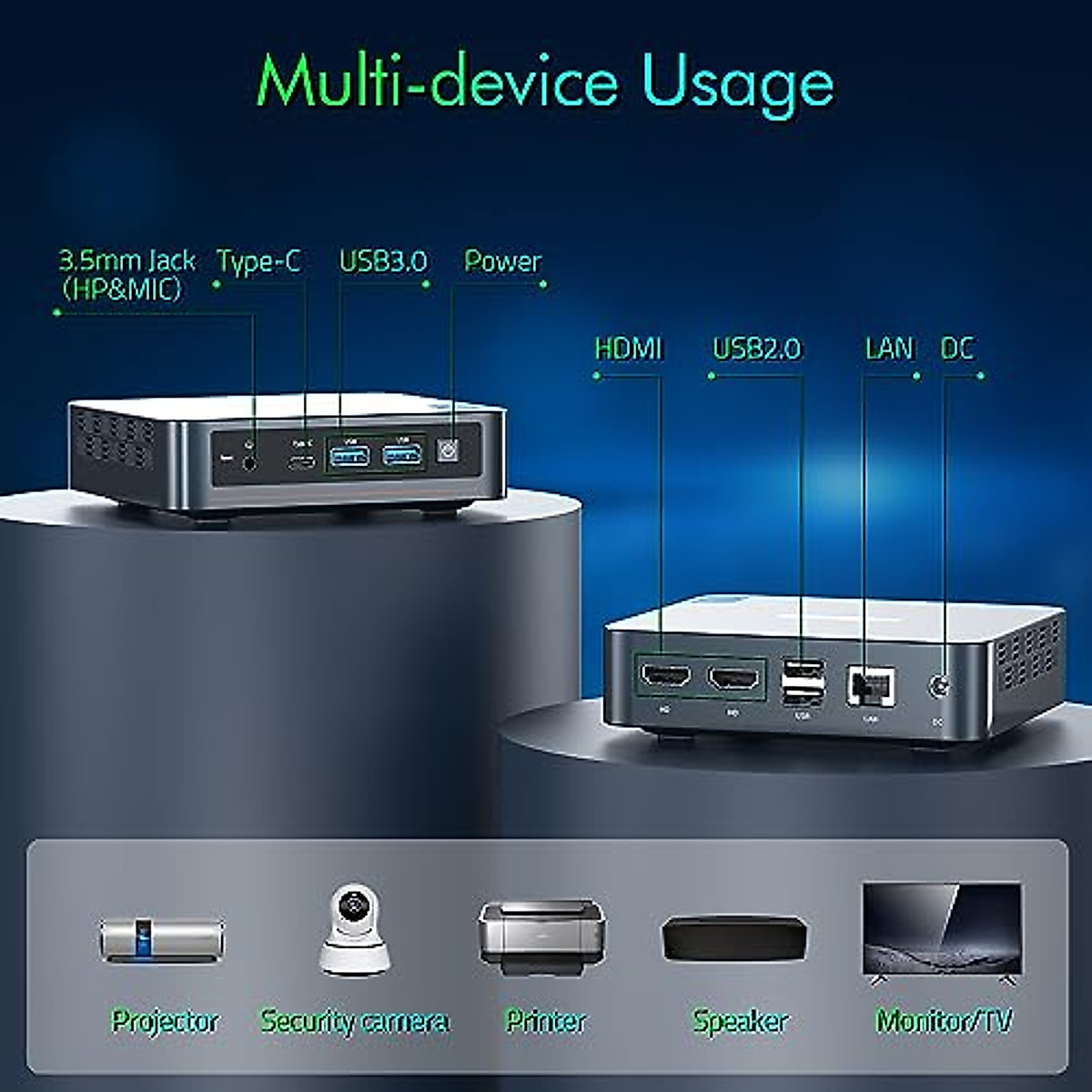 Trycoo WI-6 Mini PC, Intel 12th Gen N100 Mini Computer,16GB DDR4 RAM 512GB SSD,Triple 4K Display/2*USB3.0/WiFi/Bluetooth/Full Function Type-C/Gigabit Ethernet/Support 64GB RAM and 2TB SSD Extensions