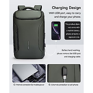 Muzee Business Backpack for Men,Waterproof and Travel Laptop Backpack with USB Charging, Fits 17 Inch Laptop and Tech Gear