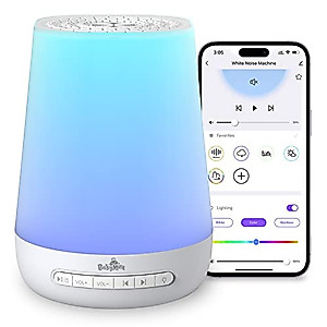 BABYMUST Baby White Noise Machine, Sound Machine with Night Light for Baby Sleeping, 34 Soothing Sounds, App Remote Control, Set Wake up & Sleep Schedule, Timer, Rechargeable, Portable for Travel