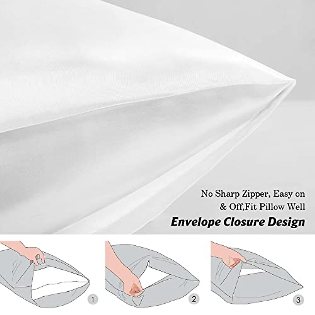 Satin Pillowcase for Hair and Skin, Silky Soft Satin Pillowcase for Women Hair Set of 4, Standard+Queen Silk Pillow Cases, Satin Pillowcase with Envelope Closure (White, 20x26 Inches+20x30 Inches)