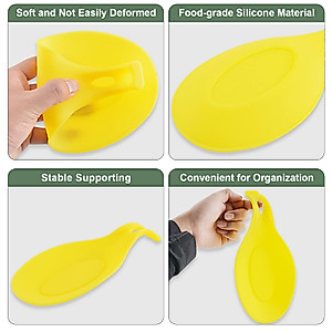 2Pack Spoon Rest with Pot Lid Holder, Foldable Cooking Ladle/Spatula/Spoon Holder Organizer with Drip Pad for Stove Top, Heat-Resistant Utensil Rest for Kitchen Countertop (Ivory)