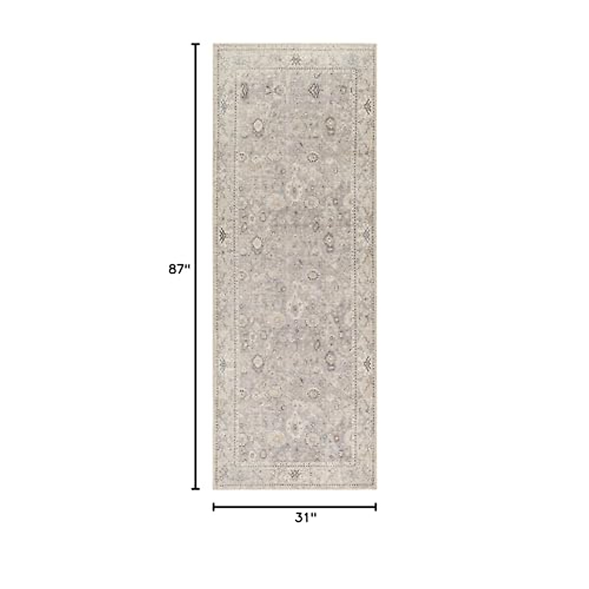 Livabliss x Becki Owens Davina Damask Runner Area Rug, 2'7" x 7'3", Light Grey