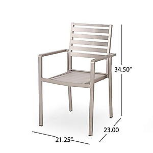 Daisy Outdoor Modern Aluminum Dining Chair (Set of 2), Silver