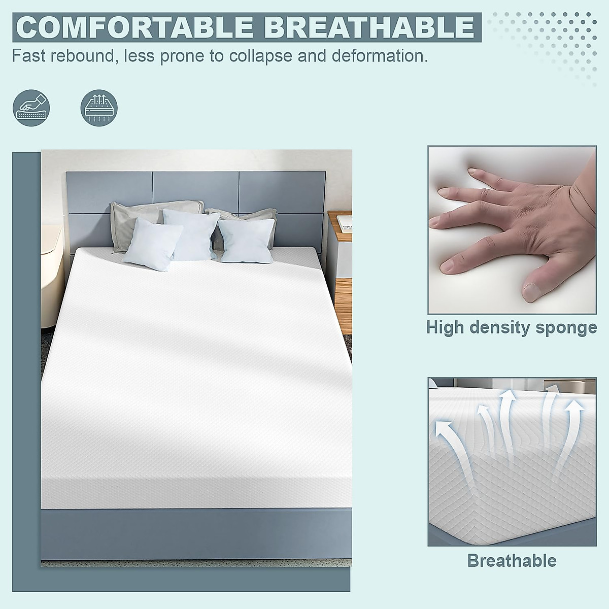 Dopinmin 5 Inch Twin Size Memory Foam Mattress Topper,Memory Foam Bed Topper for Back Pain Relief,Cooling Gel No Odor Mattress Pad Ergonomic Design Skin-Friendly,CertiPUR-US,White