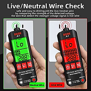 BSIDE Voltage Tester 3-Results Display Non-Contact Voltage Detector Pen, Integrated Multimeter, Dual Range AC 6V-1000V/90V-1000V Electrical Sensor V-Alert Live Wire Tester
