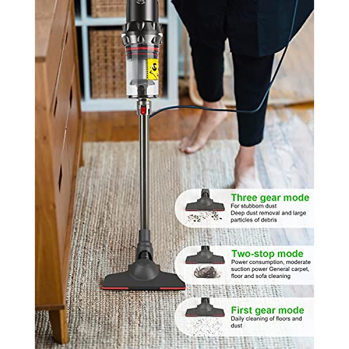 GOXIFACA Corded Stick Vacuum, 600W Powerful 20KPa Suction Vacuum Cleaner, 1.5L Dust Cup, 5 in 1 Lightweight Household Stick Vaccum for Hardwood Floor Carpet and Pet Hair
