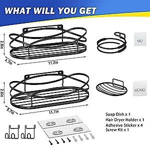 Shower Caddy Basket, Shower Shelf 4Pack, Adhesive Drill-Free, Rustproof Shower Organizer for Inside Shower & Kitchen,Shower Rack for Bathroom Storage