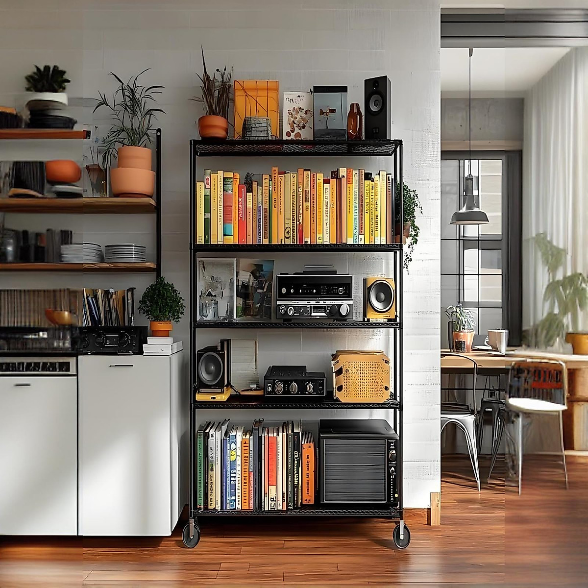 HealSmart Heavy Duty 5-Shelf Shelving Unit, 29" D x 14" W x 61" H, 5 Tier, Black