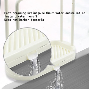 BEINME Sponge Holder with Drain Pan, Kitchen Sink Caddy Organizer for ,Sponge Brush Soap Dishcloth Rack Kitchen Sink Caddy Organizer for Sponge Brush Soap Dishcloth Rack, Small White