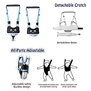 Handheld Baby Walking Harness Kids Walking Learning Helper for Boys Girls Adjustable Baby Walker Safety Harness Assistant Belt for Toddler Infant Child 7-24 Month (Black-Penguin)