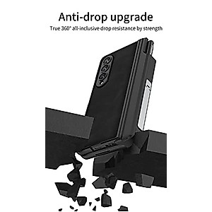 BAILI Samsung Galaxy Z Fold4 Leather Case with S Pen Holder & Screen Protector,Integrated Shell and Membrane Galaxy Z Fold4 Case,360° All-Inclusive Cover Attached Kickstand for Galaxy Z Fold 4 Grey