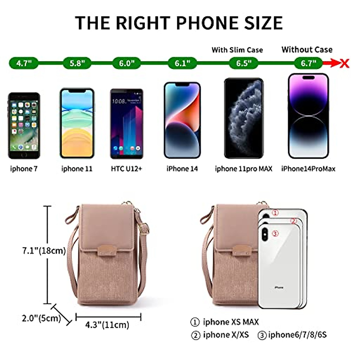 Tingya Small Crossbody Bag Cell Phone Purse Wallet with Credit Card Slots for Women (Apricot