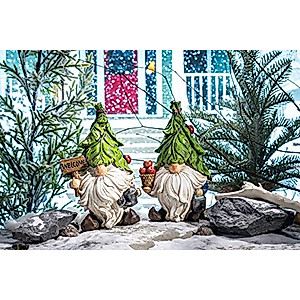 TERESA'S COLLECTIONS Garden Gnomes Statues Decorations for Yard, Set of 2 Cute Gnomes Holding Welcome Sign Garden Sculptures Figurines for Outdoor Patio Lawn Ornament Birthday Housewarming Gift